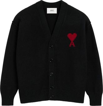 Ami Homme, Pulls, Noir, Taille: XL Ukc367 Cardigan en feutre