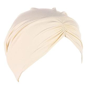 Generic Chapeau de Cancer Chapeau Chapeau Ethnique Couverture Wrap Turban Couvre-chef Turban Cap Pliss&eacute; Chapeau Bandeau Cylindre, beige, Taille unique