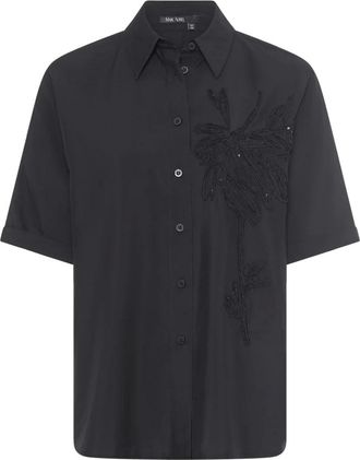 Marc Aurel Femme, Blouses et Chemises, Noir, Taille: 38 FR Blouse chemisier avec broderie florale