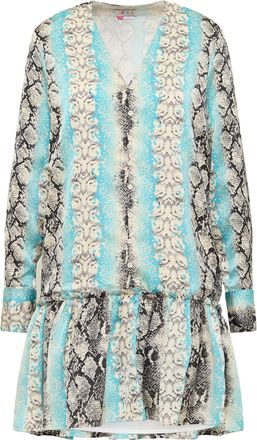Ikita Damen Kleid mit Reptilprint 19323117-IK01, BLAU Mehrfarbig, L