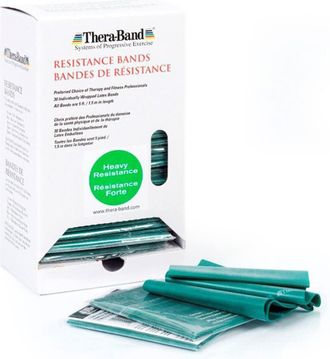 Theraband TheraBand Original Fitnessband Grün | 30 St. x 1,50m | Widerstandsbänder | Terrabänder | Gymnastikband | Stretchband | Heimtraining, Krafttraining, Rü