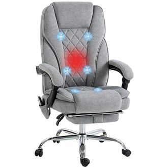 Vinsetto Fauteuil de Bureau massant et Chauffant Chaise de Bureau Chaise Ergonomique avec Hauteur réglable Dossier inclinable télécommande Filaire Repose-Pieds
