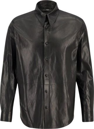 Amiri Homme, Vestes, Noir, Taille: L Lightweight Leather Overshirt