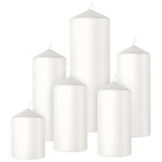 Bolsius Bougies Pilier Lisses, Lot de 6, Blanc, Bougies Décoratives pour la Maison, Longue Durée de Combustion, Non Parfumées, Cire Végétale Naturelle, Sans H