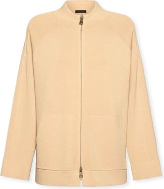 Elena Miro Femme, Vestes, Beige, Taille: 44 FR Cardigan zipp&eacute; en maille viscose m&eacute;lang&eacute;e