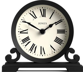 Jones Clocks Saloon Kaminsims Uhr | Traditionelles doppelschneckendesign | Schwarz | Römische ziffern | Klassischer Stil für Schreibtisch, Tisch, Regal oder nachtt