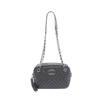 Chanel Pre-owned Chevron V Stitch Schultertasche aus Lammleder - - Pre-owned - Damen - Schwarzk - ONE SIZE