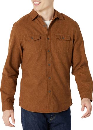 Amazon Essentials Herren Schmal geschnittenes Flanellhemd mit Langen Ärmeln und 2 Taschen, Toffee Braun, XXL