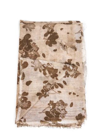 Uma Wang Womens Scarf Beige Floral Cotton Scarfs