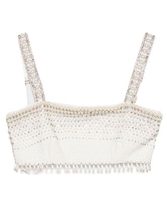 Elisabetta Franchi débardeur crop à ornements de perles - Blanc