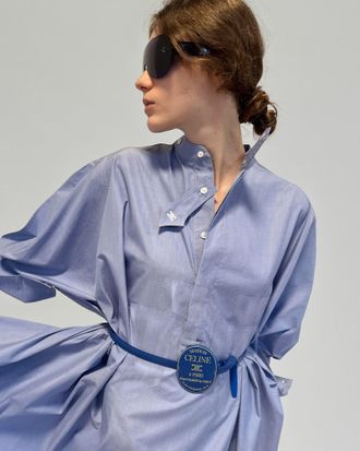 Celine Womens Shirt Dress Navy Blue