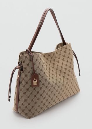 Mango Sac seau imprim&eacute; logo marron moyen - Femme - Taille unique - MANGO