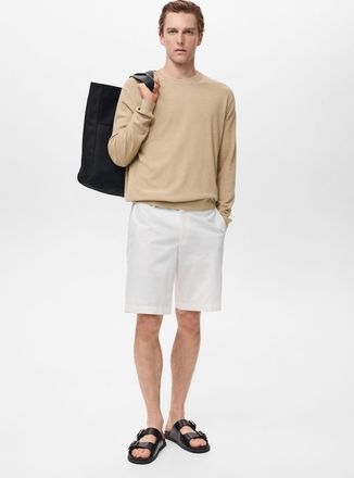Mango Pull-over en maille fine beige - Homme - XXL - MANGO MAN