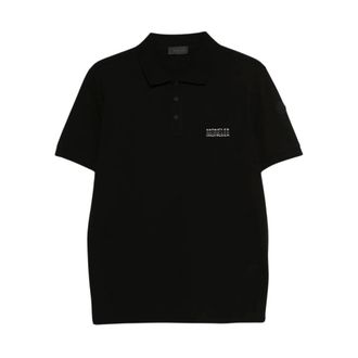 Moncler Homme, Tops, Noir, Taille: 2XL Polo en coton avec &eacute;cusson logo