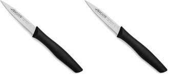 Arcos K&uuml;chenmesser Serrado - Edelstahlklinge 85 mm - Ideal zum Sch&auml;len von Obst und Gem&uuml;se - Schwarzer Polypropylen-Griff - Serie Nova (Packung mit 2)