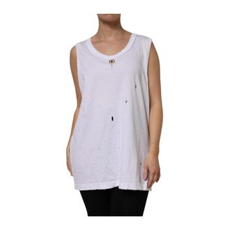 Dolce & Gabbana Wei&szlig;e Baumwoll-Logo-Tanktop - - Tops - Damen - Wei&szlig; - M