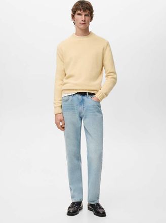 Mango Pull en maille 100 % laine italienne jaune pastel - Homme - XXL - MANGO MAN