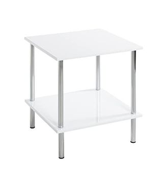 Haku Möbel Table dappoint chromé, Blanc, MDF, métal - Dim.: L 39 cm x H 45 cm x P 39 cm, Style: Modern