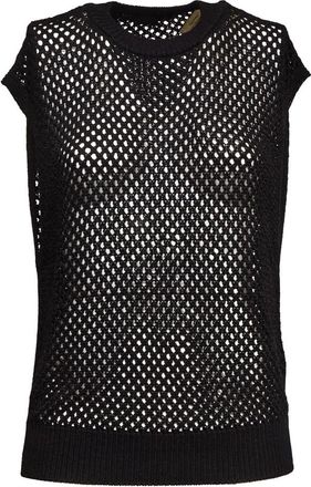 Dondup Femme, Pulls, Noir, Taille: 38 FR Gilet en maille ajour&eacute;e