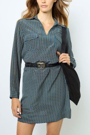 Gerard Darel Robe courte imprim&eacute;e en soie - SAPHIA - Encre