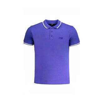 Cavalli Blau Baumwoll-Poloshirt mit Stickerei - - Tops - Herren - Blau - 2XL