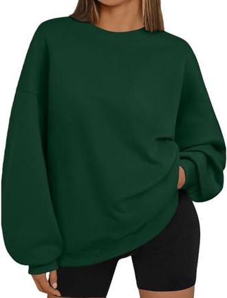 Generic Chandail surdimensionn&eacute; en polaire &agrave; col ras-du-cou pour femmes - Chandail mignon pour lautomne et lhiver - V&ecirc;tements habill&eacute;s pour adolescentes et fi