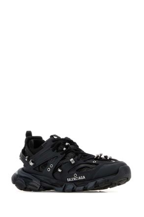 Balenciaga Womens Black Rubber And Fabric Track Piercieng Sneakers T Polyurethane Polyester