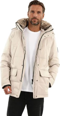 Alessandro Salvarini Herren Winterjacke (S-3XL) - gesteppt, wasserabweisend, abnehmbare Kapuze - AS456 - Offwhite Gr&ouml;&szlig;e XXL - Gr.XXL