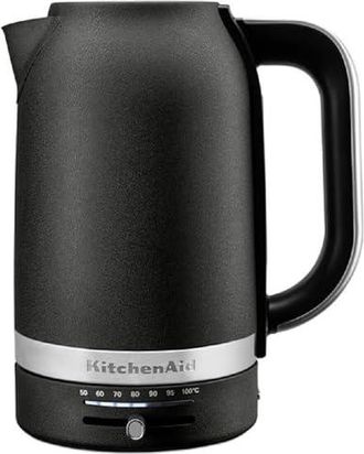 KitchenAid 5KEK1701EBK Wasserkocher 1,7 L mit digitaler Temperatureinstellung (50&deg;C-100&deg;C), Warmhaltefunktion (30 Min), Edelstahl-Innenwand, LED-Display, 2400W, 