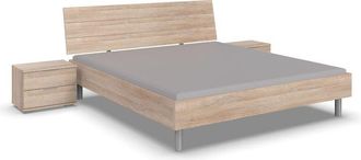 PEGANE Chambre à coucher complète adulte ( lit adulte + 2 chevets ) coloris imitation chêne