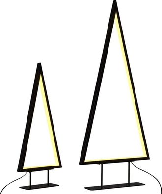 Beliani Weihnachtsdekoration Schwarz Metall 2er Set mit LED-Beleuchtung zum Aufstellen langes Kabel Tannenbaumform Deko Adventsdekoration