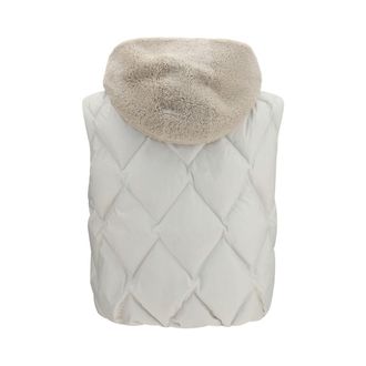 Brunello Cucinelli Quilted Shearling-Hood Vest - Gray