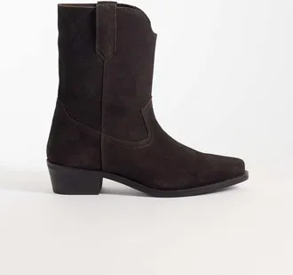Asos bottes &agrave; enfiler &agrave; talon cubain en daim marron