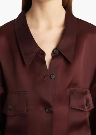 Khaite Silk Utility Shirt - Bordeaux