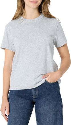 Amazon Essentials Damen Relaxed-Fit-Baumwoll-T-Shirt Mit Rundhalsausschnitt, Hellgrau Meliert, XXS
