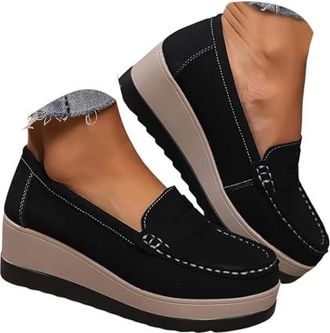 Generic Mocassins pour femme, mocassins et mocassins orthopédiques, chaussures à enfiler pour femmes, chaussures en daim à tige basse, mocassins légers à bout