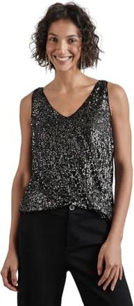 Street One A345219 Party_Spaghetti Top Sequins, Sparkling Silver, 48 Femmes