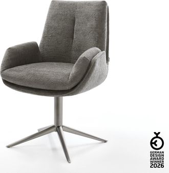 DELIFE Drehstuhl Clea-Flex Boucl&eacute; Soft Schlamm Fu&szlig;kreuz Graphit 360&deg; drehbar Wippfunktion, Esszimmerst&uuml;hle