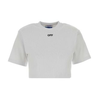 Off-white Off Stamp Rib Cropped Tee - - Tops - Damen - Wei&szlig; - XS