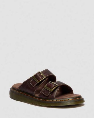 Dr. Martens Josef Slide Grizzly Leder Sandalen in Braun, Gr&ouml;&szlig;e: 36