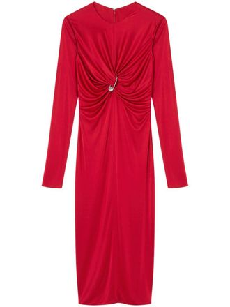 Versace robe mi-longue Safety Pin à fronces - Rouge