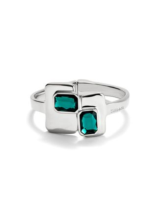 Uno De 50 UNO de 50 Armband aus Metalllegierung, versilbert mit facettiertem Kristall in Gr&uuml;n und Wei&szlig;