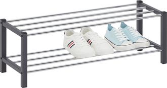 IDIMEX Schuhregal Dublin mit 2 Ablagen in grau. Robustes Metallregal mit edel verchromter Schuhablage. Flurmöbel Schuhaufbewahrung, Organizer für den Flur