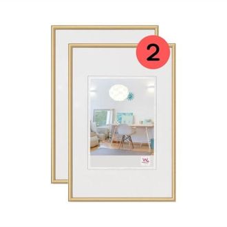Walther Design Bilderrahmen gold 30 x 40 cm Doppelpack, New Lifestyle Kunststoffrahmen KV040GD
