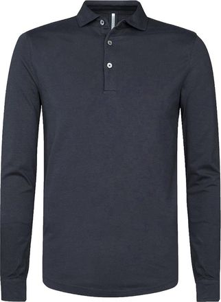 Profuomo Langarm-Poloshirt aus Baumwolljersey in