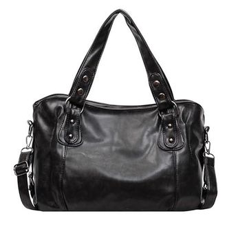 Generic Sac &agrave; bandouli&egrave;re en cuir synth&eacute;tique de couleur unie avec sangle r&eacute;glable - Sac fourre-tout de grande capacit&eacute; pour l&eacute;cole, le travail, le shopping, 