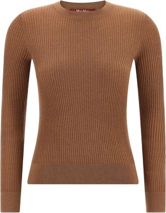 Max Mara pull côtelé Marabu à sequins - Marron