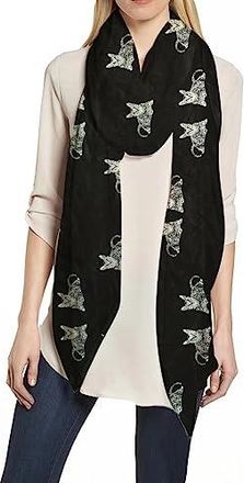Lina & Lily Écharpe Foulard Femme à Motif Chat (Noir)