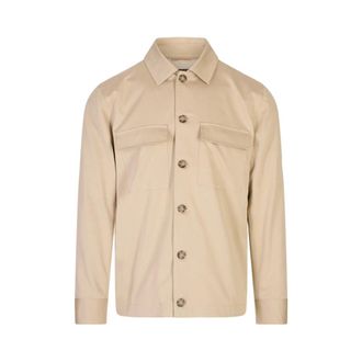PESERICO Homme, Vestes, Brun, Taille: S Surchemise en twill de coton m&eacute;lang&eacute;
