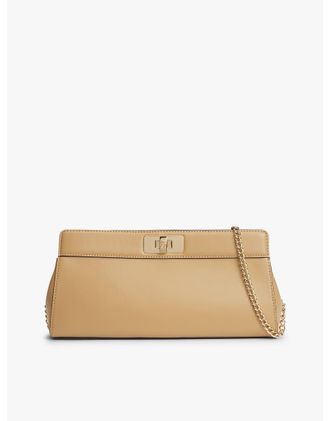 Tommy Hilfiger Modern - Pochette &agrave; fermoir avec monogramme TH - Kaki-Marron